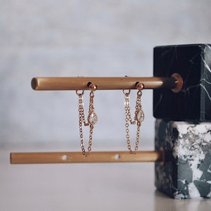 Chain Hoop Earrings Chain Cuff Earrings Chain Earrings CZ - Etsy