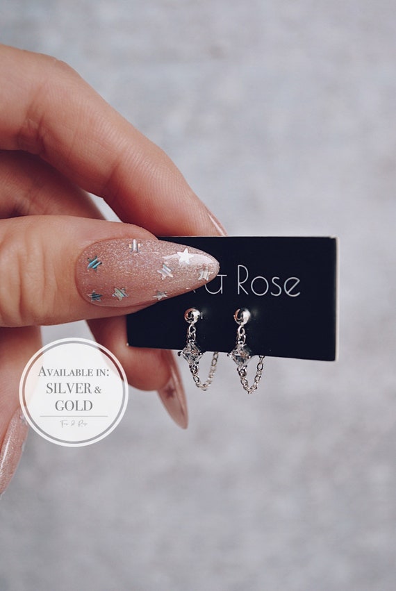 Chain Loop Earrings Gold or Sterling Silver Minimalist Chain | Etsy