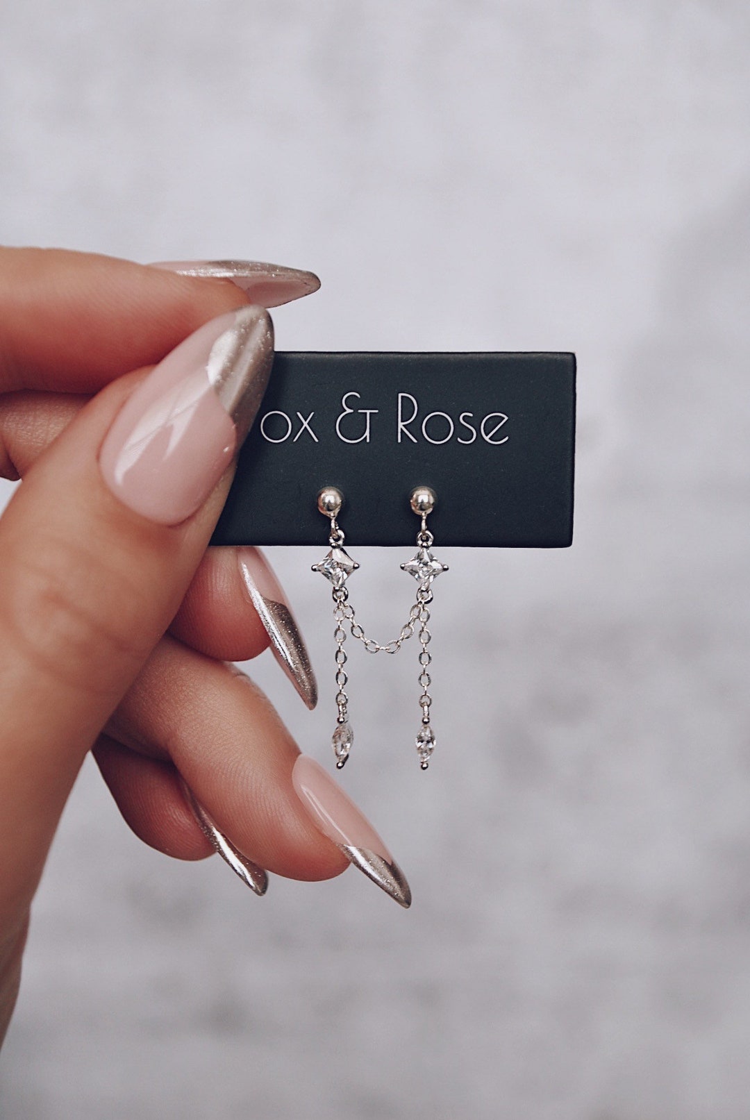 Double Piercing Earring, Connecting Earrings, Double Chain Earrings ...