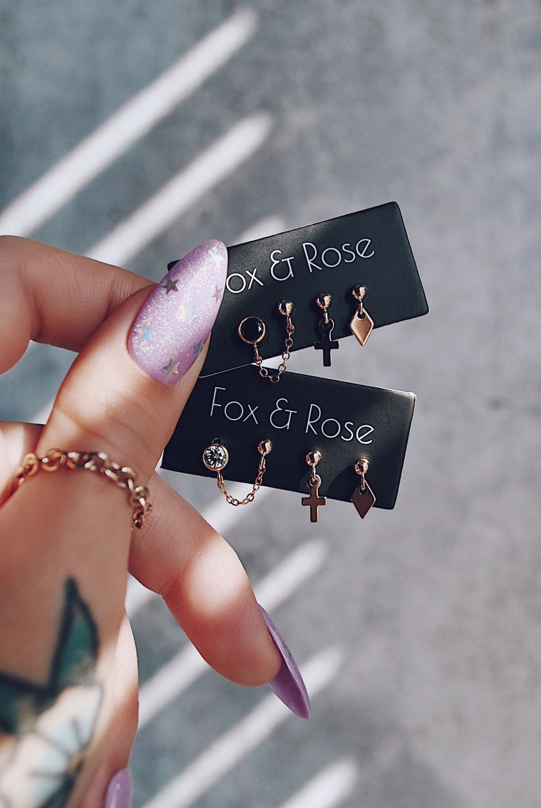 Gold Earring Set, Double Piercing Earrings, Mix Match Earrings, Dainty ...