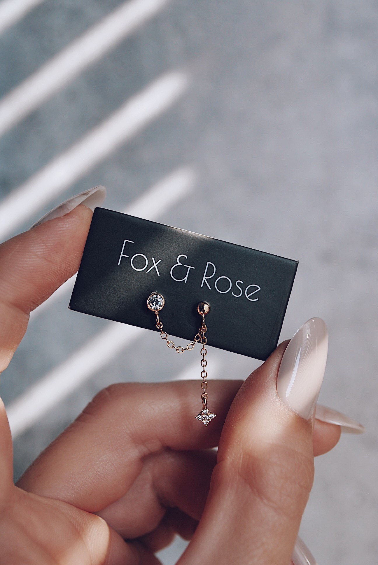 Double Piercing Chain Earrings | Dainty Chain CZ Double Earrings ...