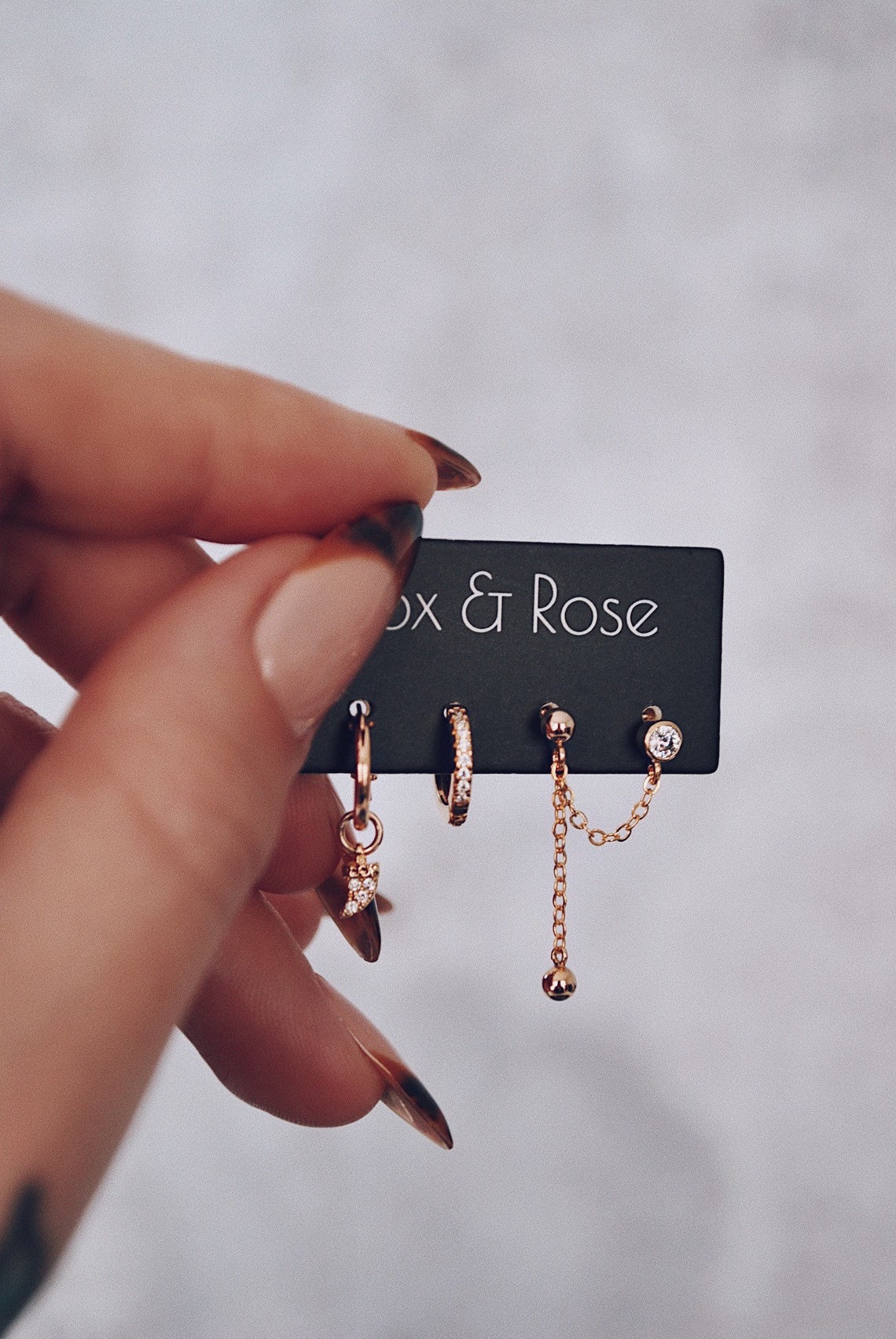 Dainty Gold Earring Set Mix Match Gold Earring Set Chain - Etsy