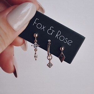 Dainty Gold Earring Set, Gold Earring Set of 3, Mix and Match Earring ...