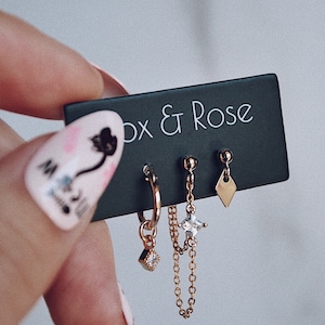 Dainty Gold Earring Set, Gold Earring Set of 3, Mix and Match Earring ...