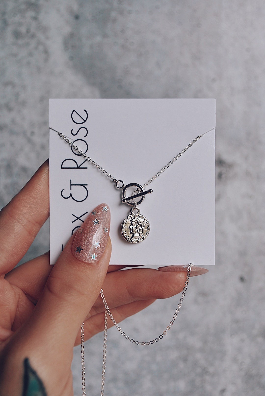 Sterling Silver Greek Coin Toggle Necklace - Etsy