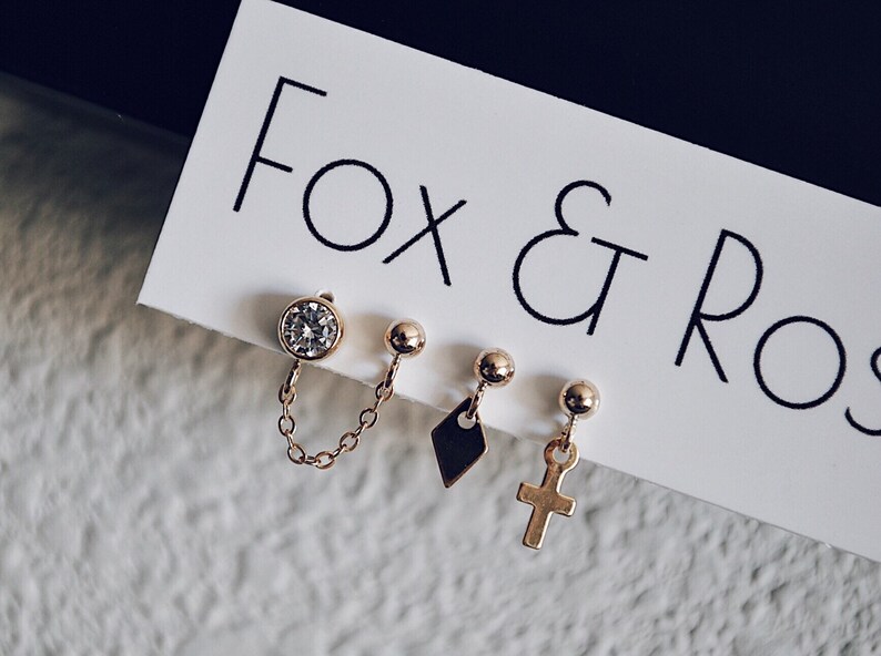 Gold Earring Set Double Piercing Earrings Mix Match - Etsy Australia