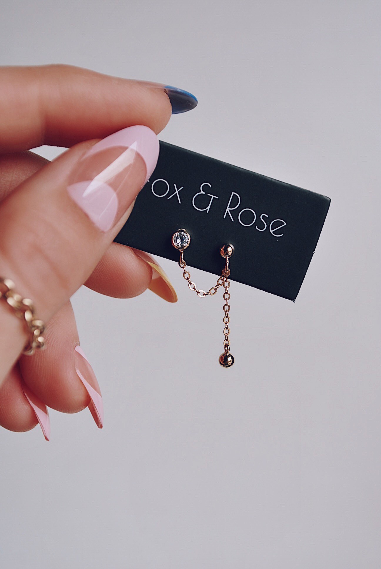 Connecting Chain Earrings Dangle | Dainty Chain CZ Double Earrings ...