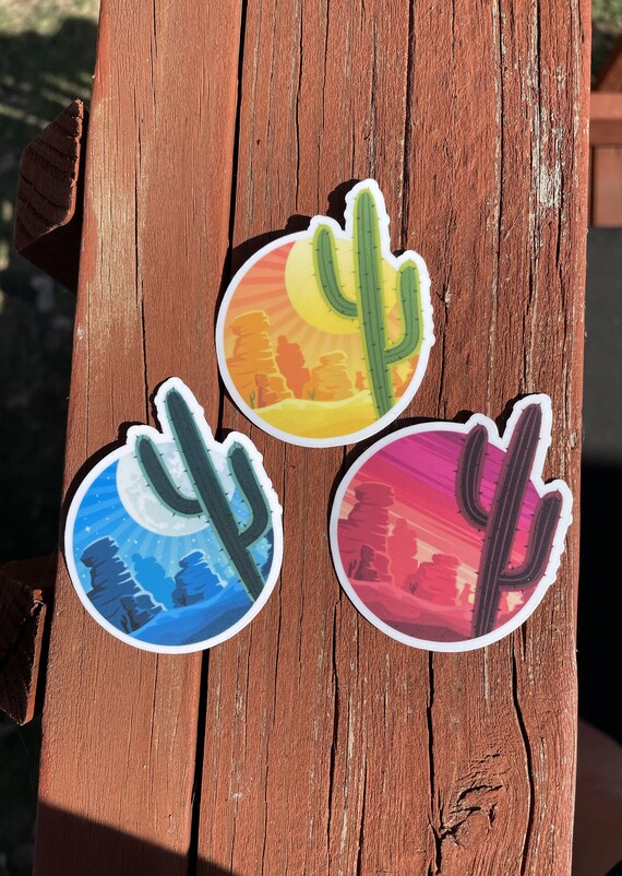 Desert Scene Cactus Vinyl Sticker - Etsy