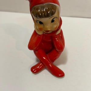 Vintage Red Pixie Elf Sitting With Legs Crossed Japan - Etsy