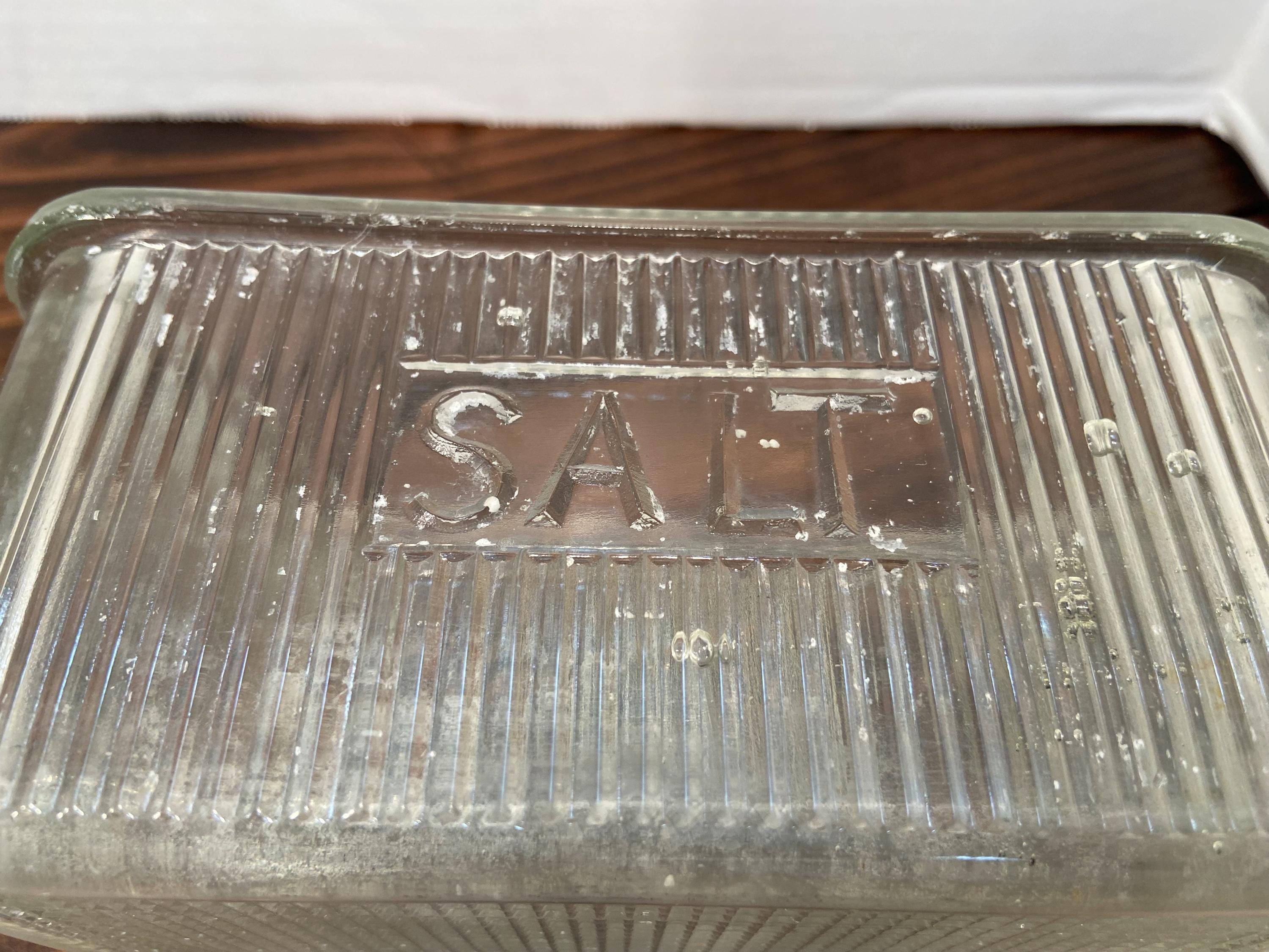 Vintage Clear Ribbed Glass Rectangular Salt Box - Etsy