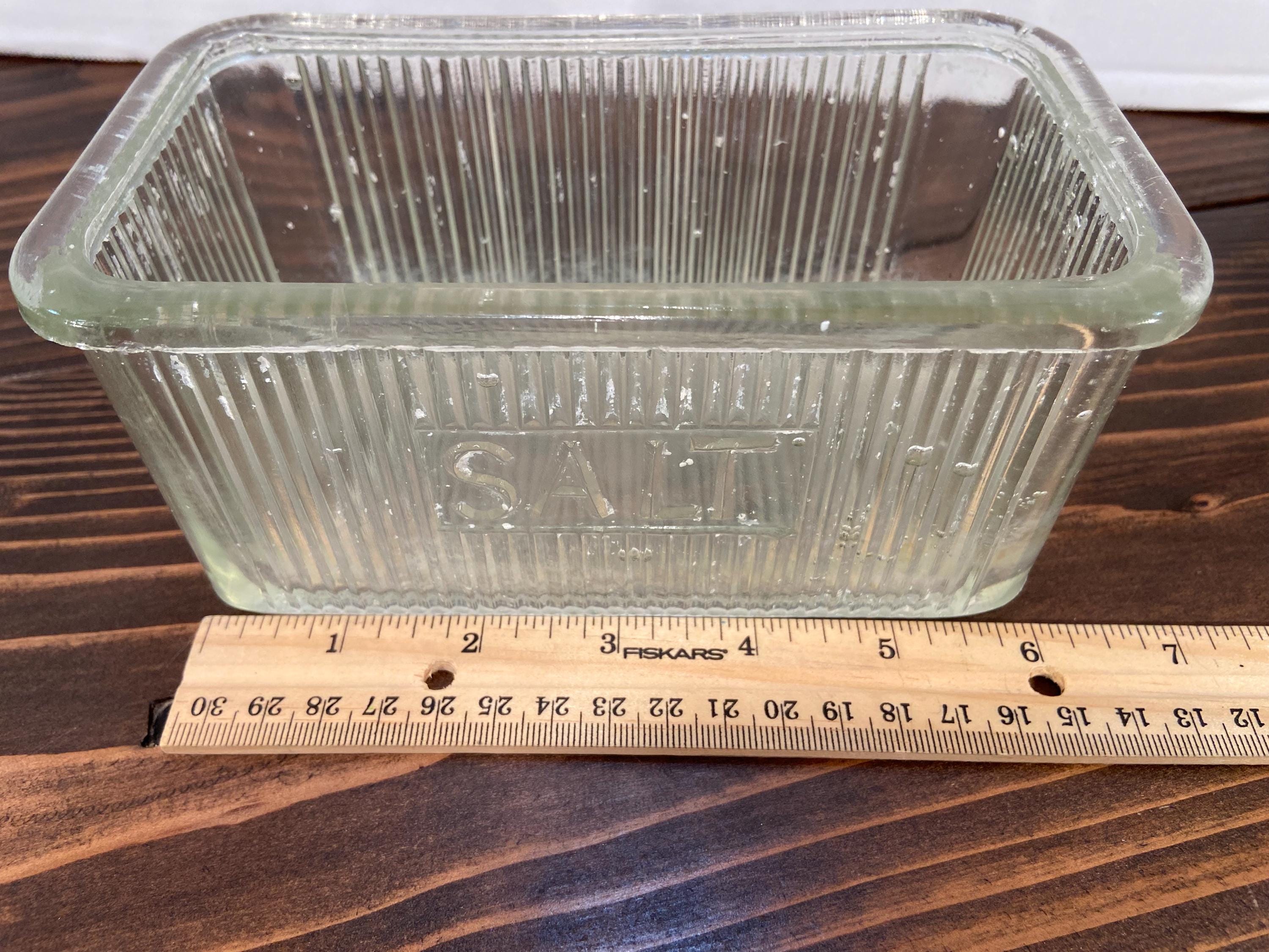Vintage Clear Ribbed Glass Rectangular Salt Box - Etsy