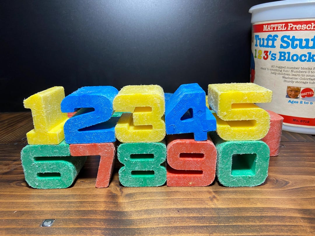 Vintage 1971 Mattel Tuff Stuff Numbers 1 2 3 4 5 6 7 8 9 0 Red Yellow ...