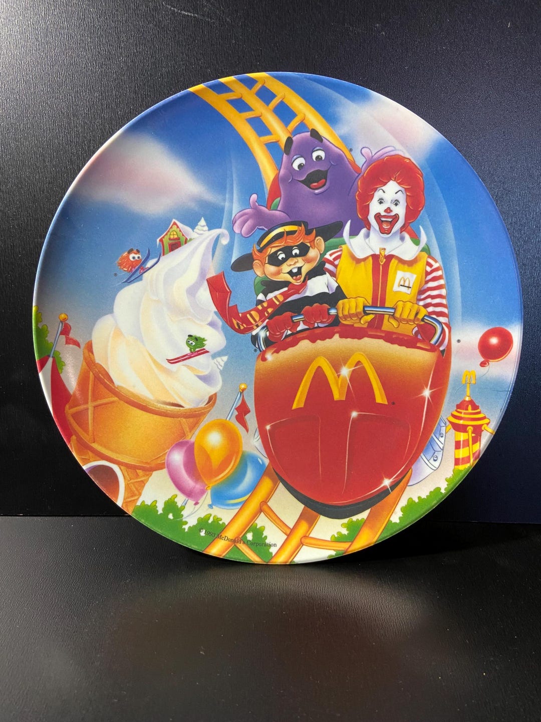 Vintage 1993 Mcdonald's Plate Ronald Grimace Hamburglar on Roller ...