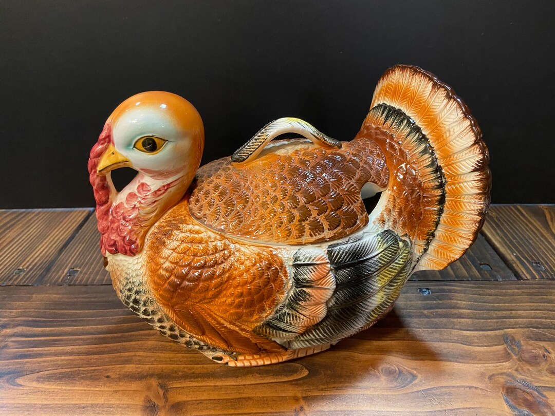 Vintage Covered Turkey Serving Dish Gravy Dish Made in Japan - Etsy
