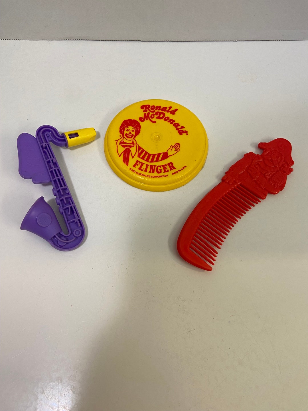Lot of 3 Mcodnald's Happy Meal Toys 1980s 1986 Grimace Saxophone 1981 ...