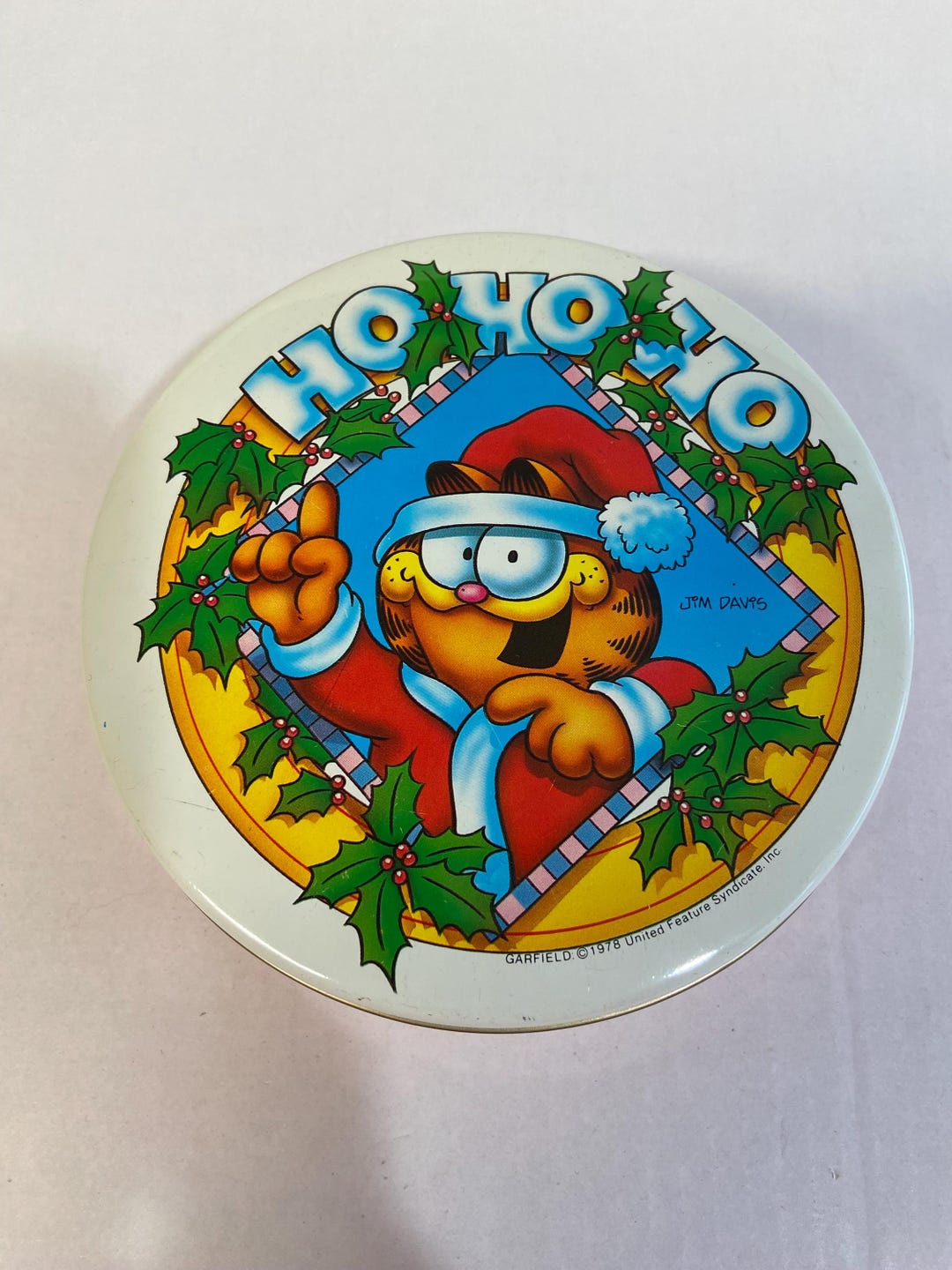 Vintage Garfield ® © 1978 Holiday Tin Ho Ho Ho Dressed as Santa - Etsy