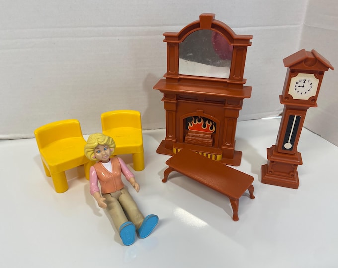 Vintage Little Tikes Grand Mansion Furniture Fireplace Grandfather ...