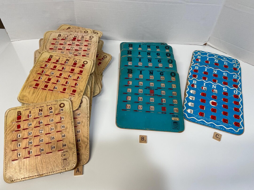 Vintage Your Choice BINGO Cards With Sliding Red Number Covers - Etsy