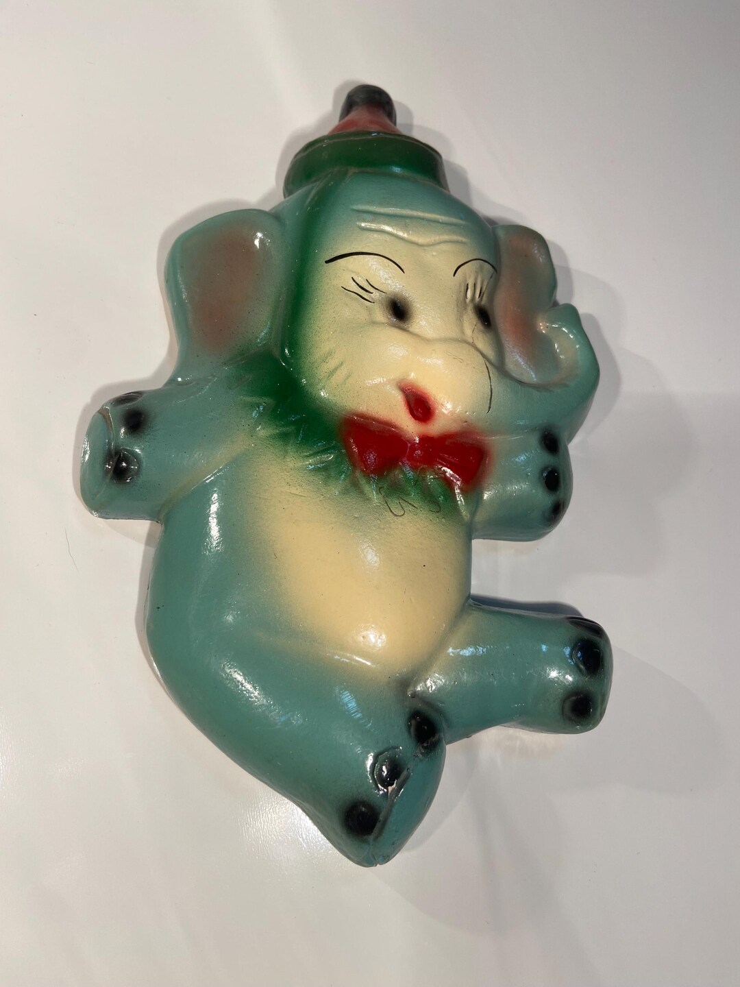 Vintage Chalkware Circus Elephant Wall Hanging Blue With Green and Red ...