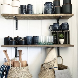 L Shelf Bracket for Open Shelving, Black, Steel, White and Brass Modern ...