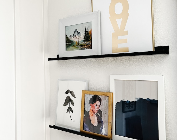 5 Ft Floating Ledge for Photos and Pictures, Powder Coated White, Black ...