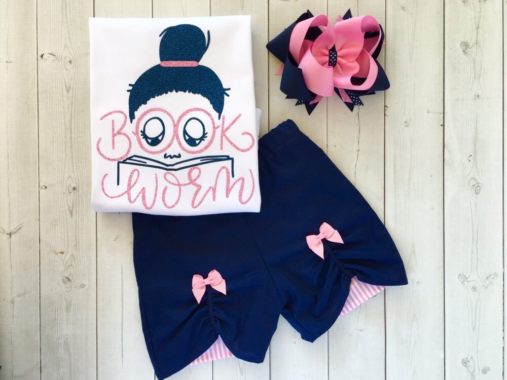 Back To School Outfit For Girls Bookworm Toddler Back To | Etsy