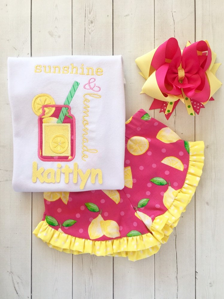 Summer Outfit for Girls Lemonade Shirt Birthday Outfit - Etsy España