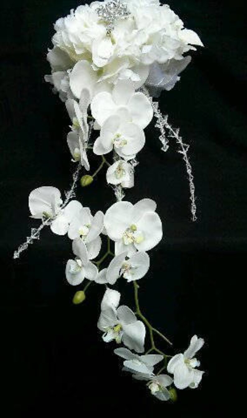 Cascading Orchids and Hydrangea Brooch Bouquet - Etsy