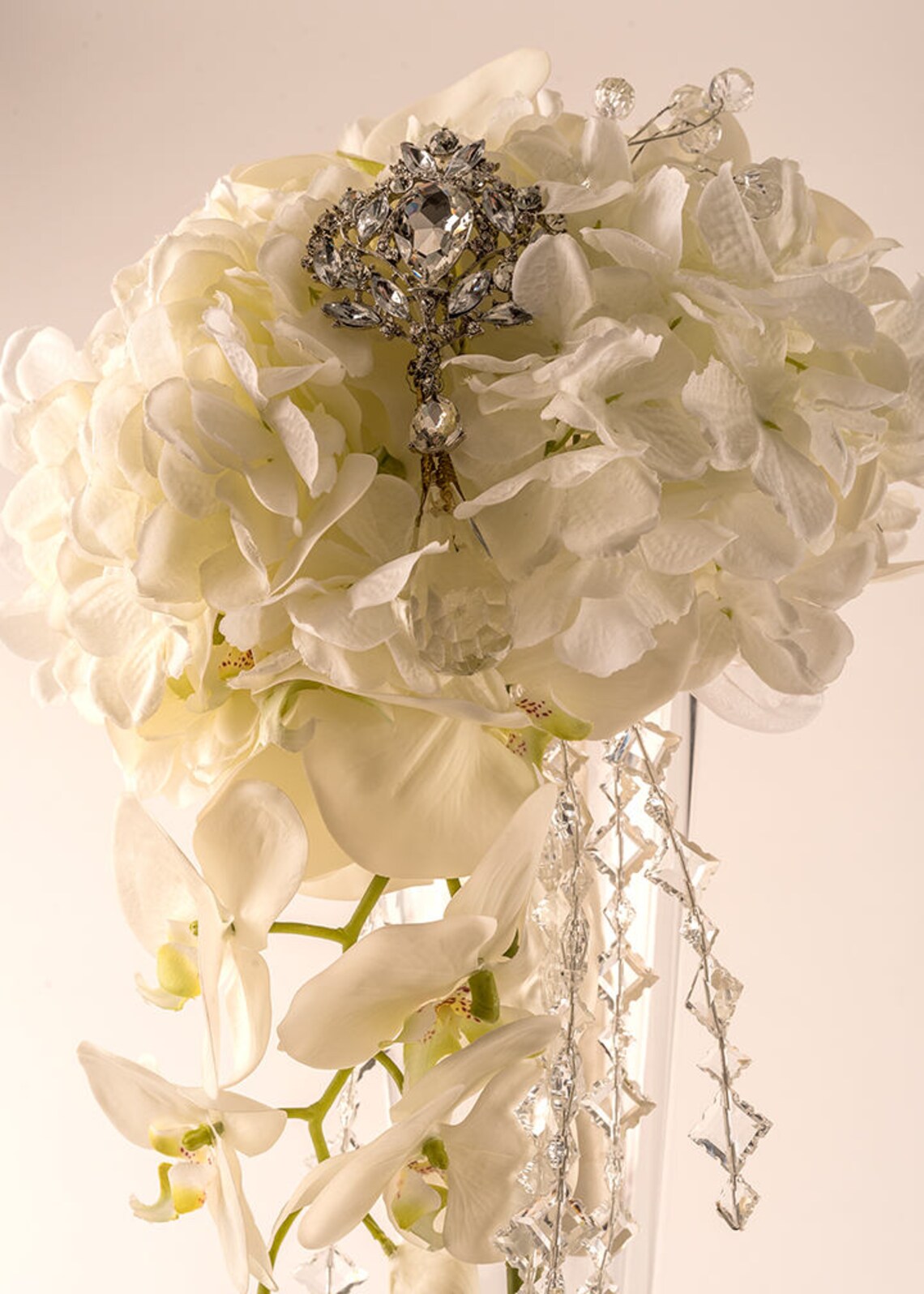 Cascading Orchids and Hydrangea Brooch Bouquet - Etsy