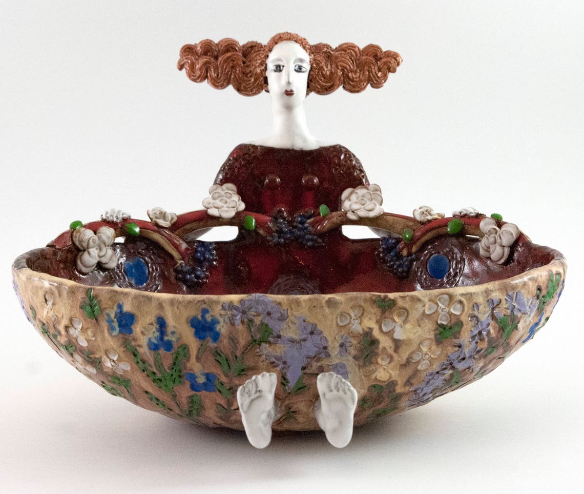 Ceramic Bowl Female Sculpture Handmade Clay Bowl Ceramic - Etsy