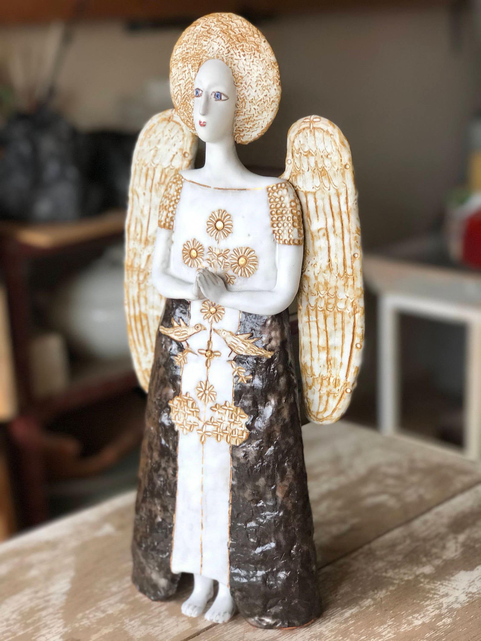 Clay angel sculpture clay sculpture clay statue handmade | Etsy