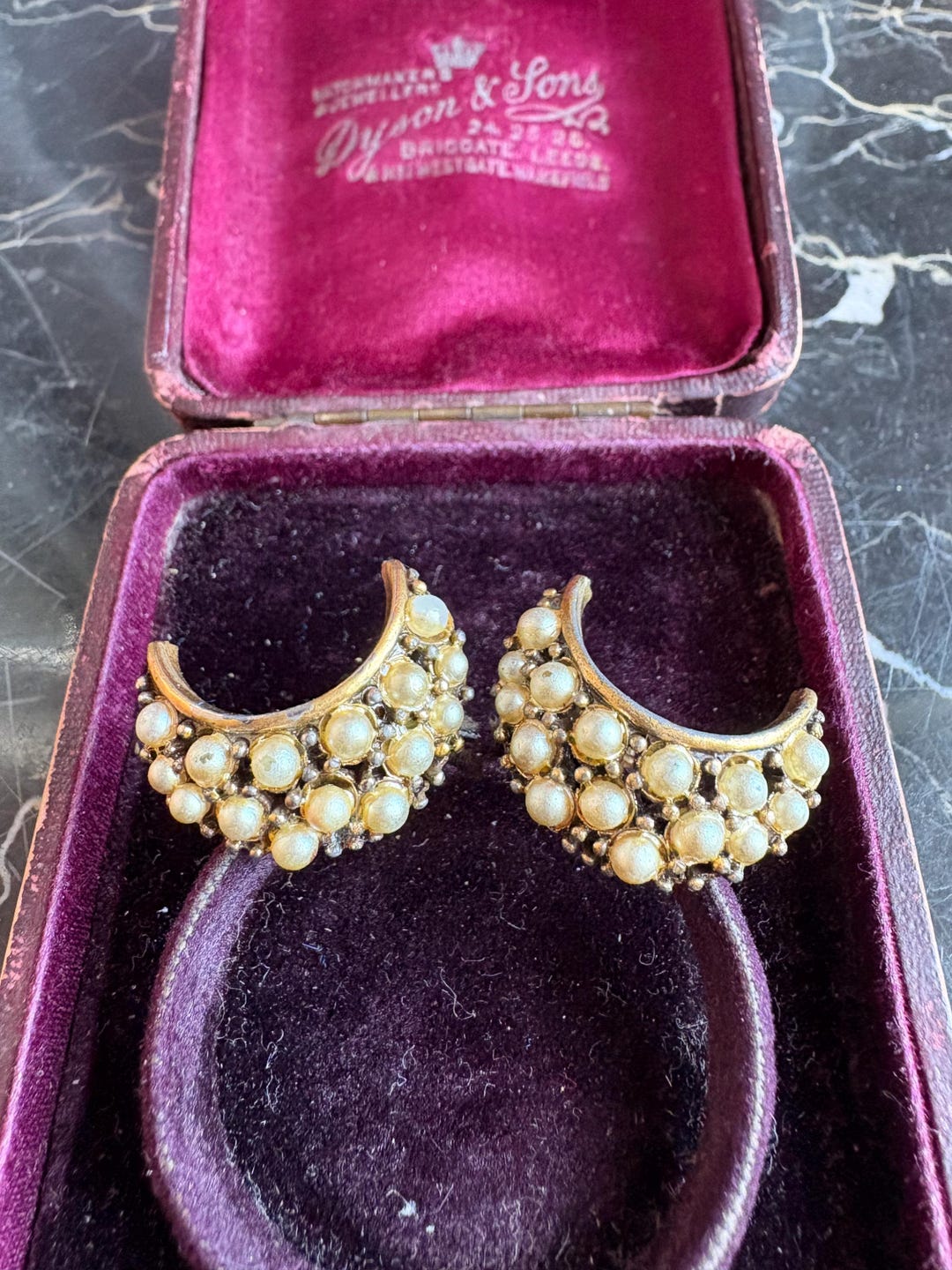 Vintage Victorian Revival Crescent Moon With Faux Pearls Gold Tone ...