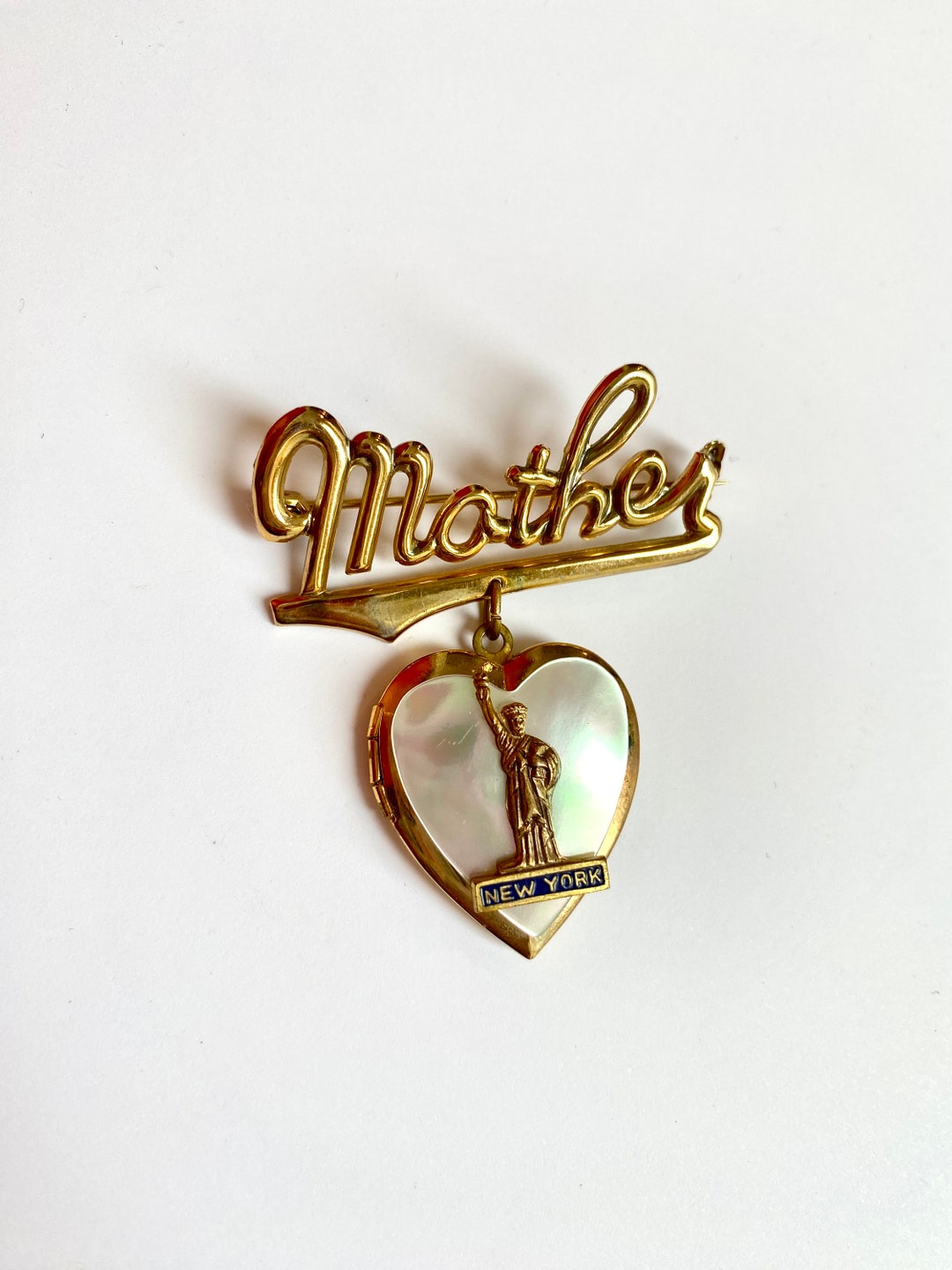 Vintage New York Statue of Liberty Heart Locket - Etsy