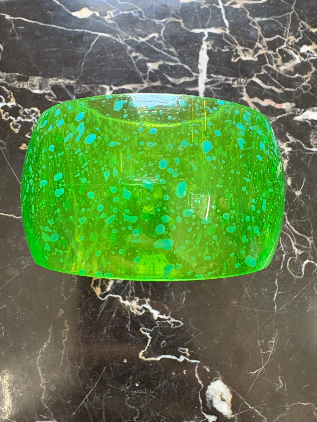 Vintage Translucent Neon Green and Blue Splash Painted Plastic Wide ...