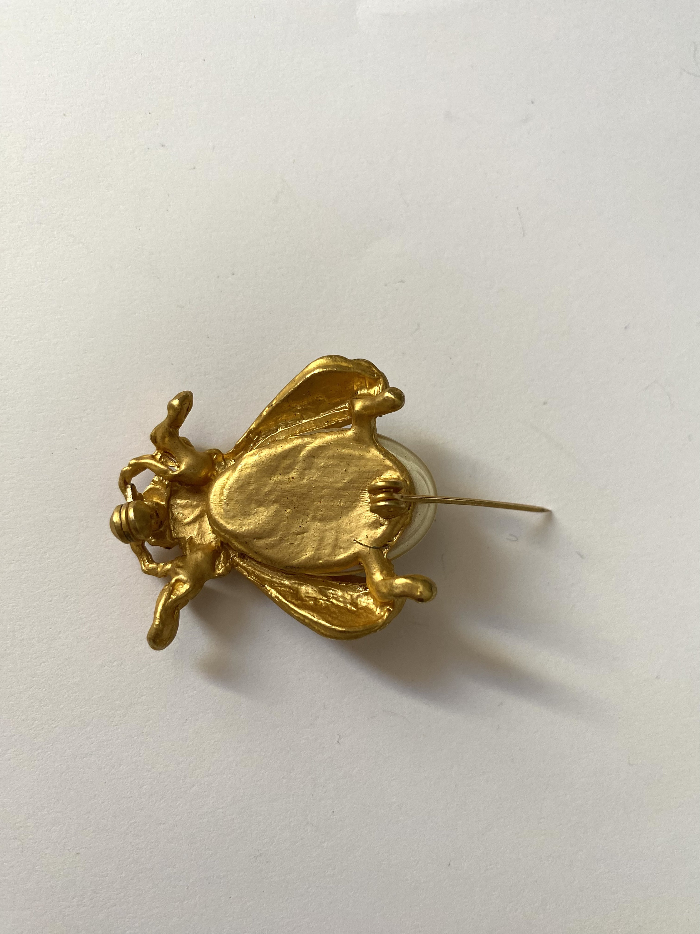 Vintage Flying Insect/bug Gold Tone With Faux Pearl Body Pin Brooch - Etsy
