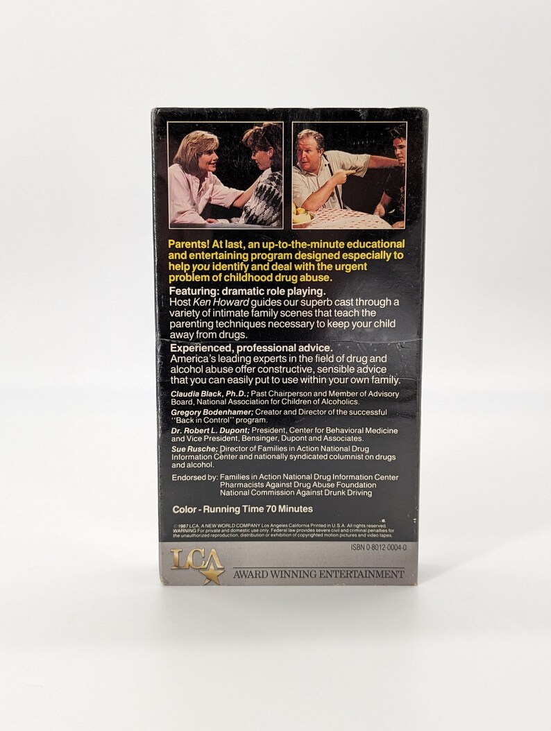 Drug Free Kids VHS Sealed Parent's Guide Ken Howard Elliott Gould Melissa Gilbert Bo Hopkins ...