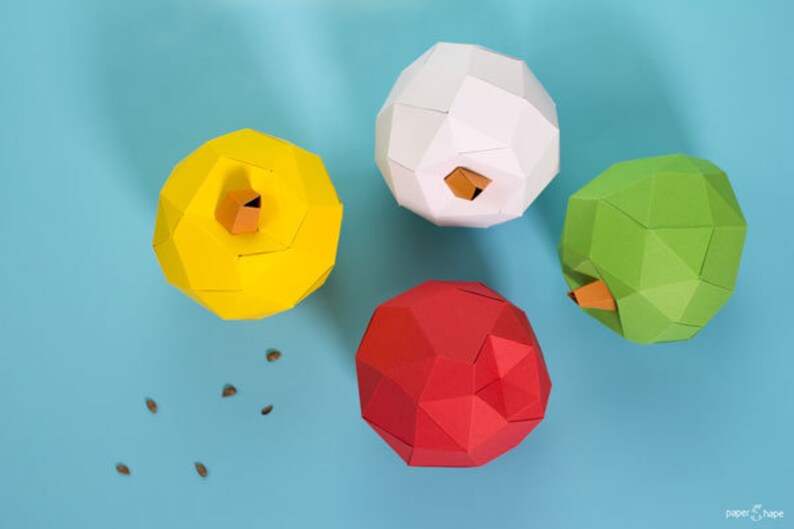 Apple Fruit Paper Craft Digital Template Origami PDF - Etsy