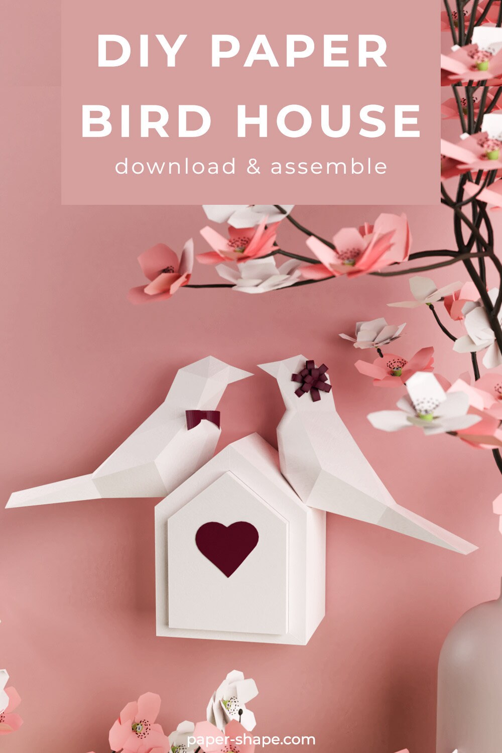 Papercraft 3D Bird House With Paper Birds, Hochzeitsgeschenk Vogelhaus ...