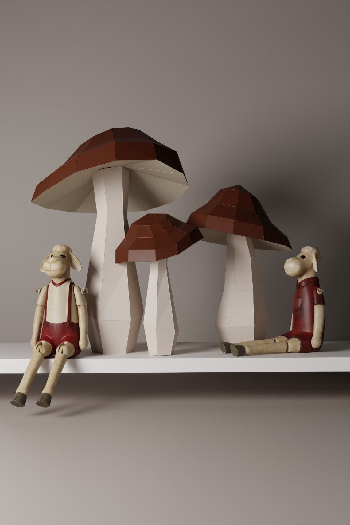 3D Mushroom Paper Craft, Paper Fly Agaric, Paper Amanita Mushrooms, Low ...