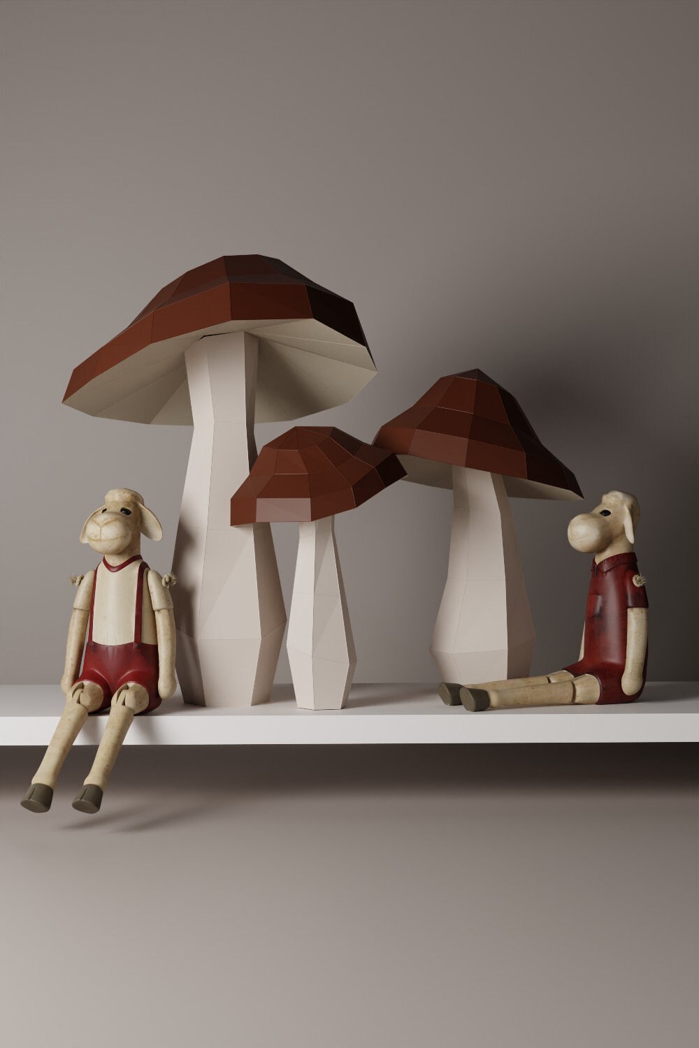 3D Mushroom Paper Craft, Paper Fly Agaric, Paper Amanita Mushrooms, Low ...