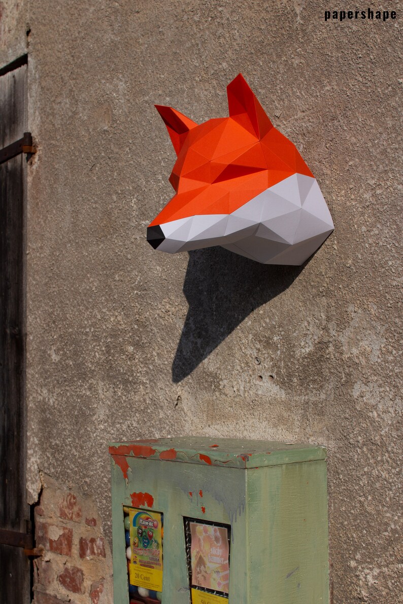 Fox Model Papercraft Fox Faux Taxidermy Wall Decor - Etsy