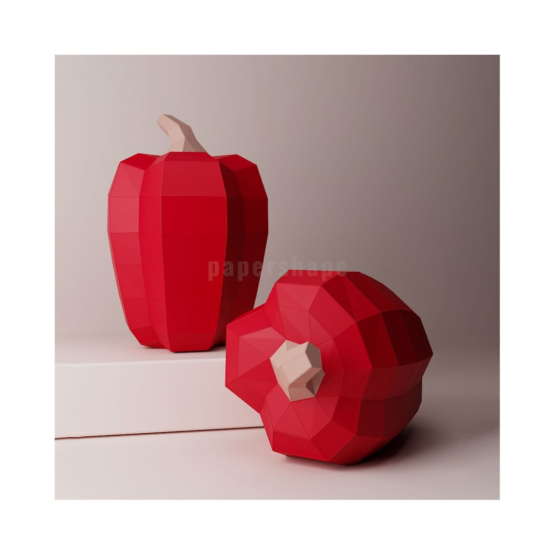 Paper Bell Pepper, 3D Papercraft Capsicum, Low Poly Paper Pepper, PDF ...