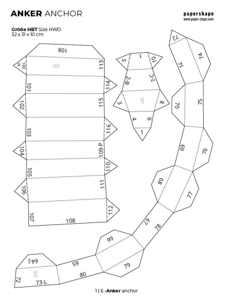 Papercraft Anchor Maritime Decor PDF Template - Etsy