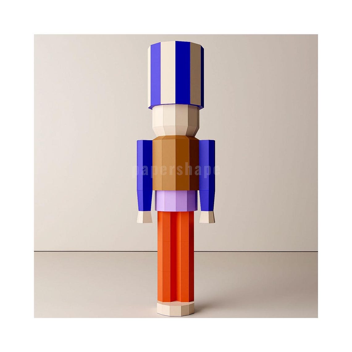 Nutcracker 3D Paper Craft, Low Poly Paper Nutcracker, Christmas Decor ...