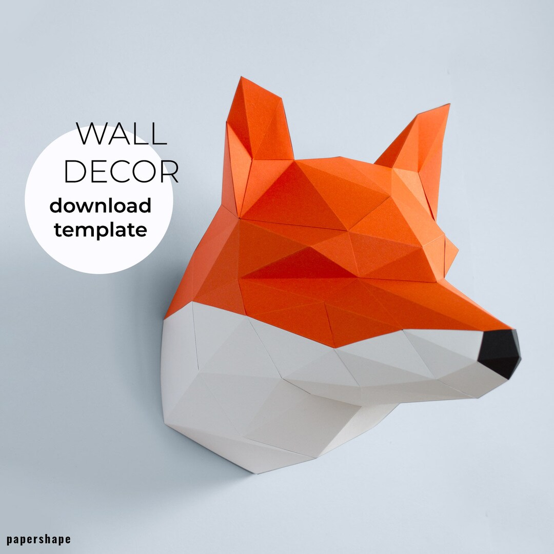 Fox Model, Papercraft Fox, Faux Taxidermy Wall Decor, Papercraft PDF - Etsy