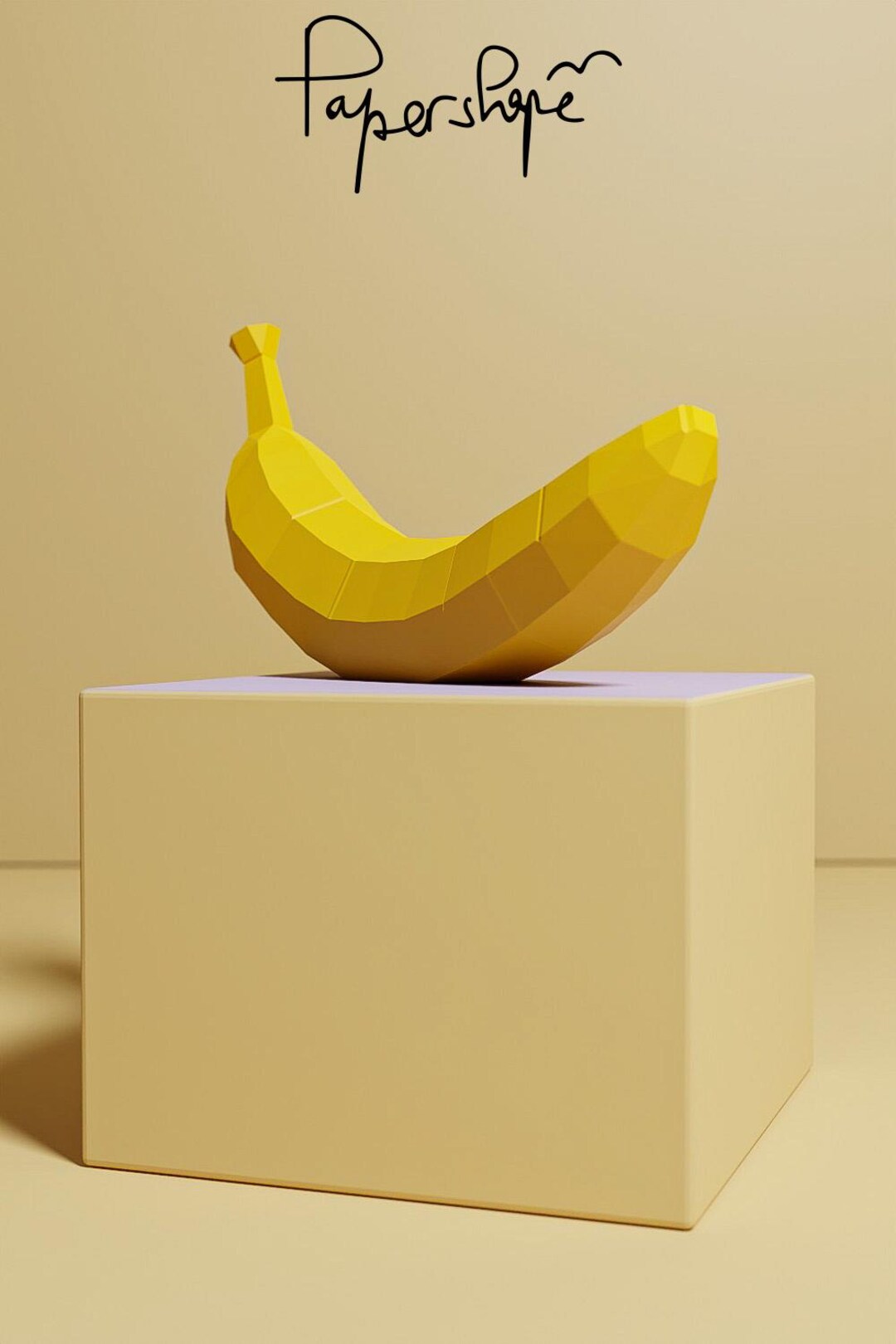 3D Papercraft Banana Printable PDF Template Low‑poly Paper Model ...
