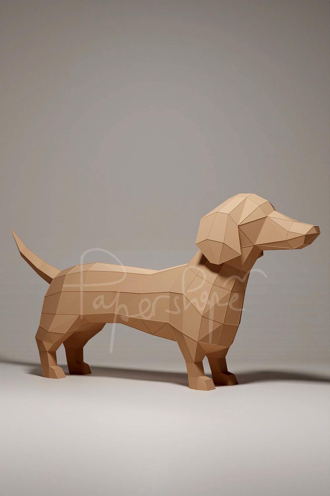 Papercraft Dachshund PDF Template – 3D DIY Low‑poly Dog Model, Craft ...