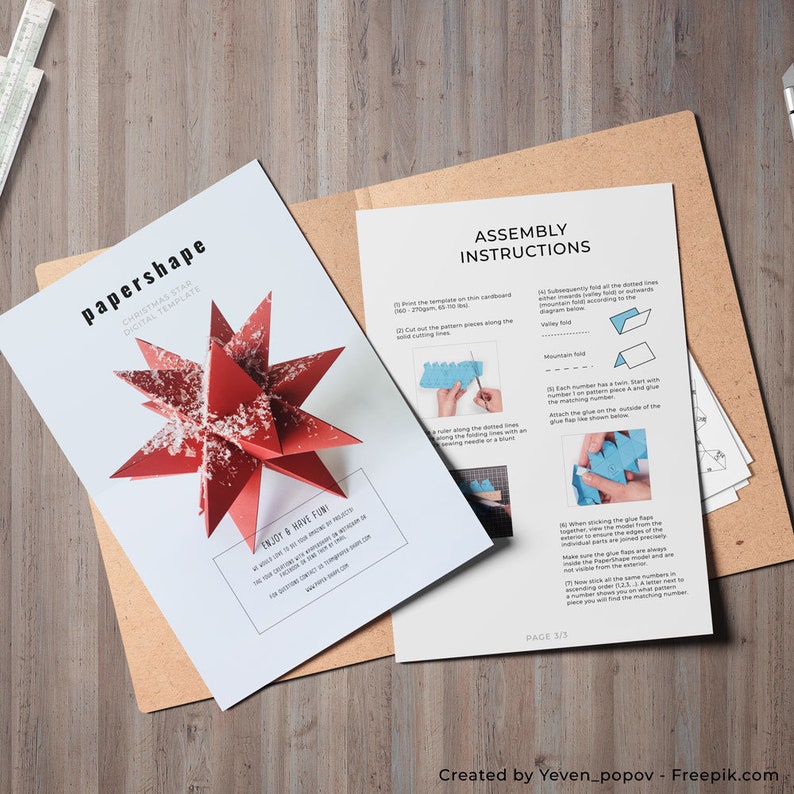 Paper Star Lantern, Big Star Papercraft, Christmas Paper Star Ornament ...