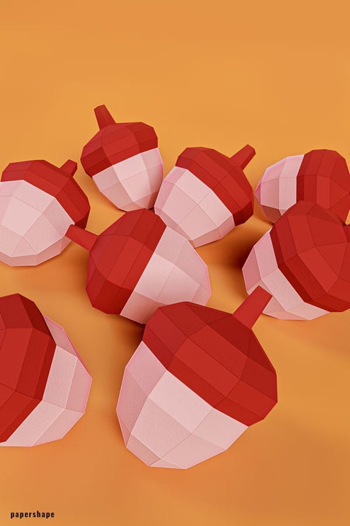 Big Acorns Paper Craft Digital Template Origami PDF - Etsy