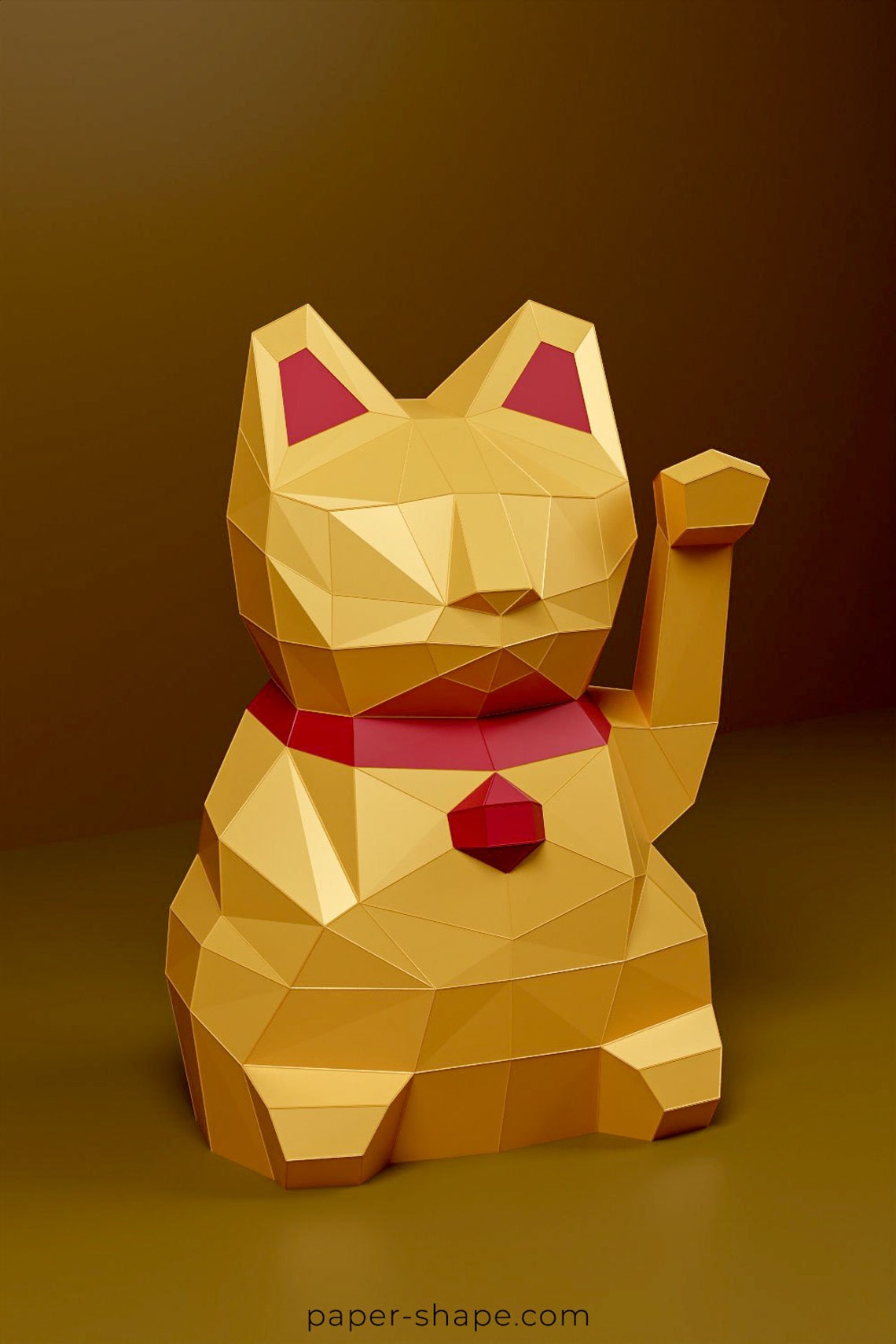 Maneki Neko Lucky Cat Paper Craft, Low Poly Chinese Papercraft, Pdf ...